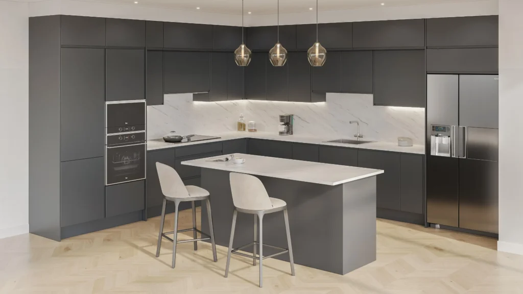 Lazzo Kitchen in Graphite - Barry & Byrne Kitchens